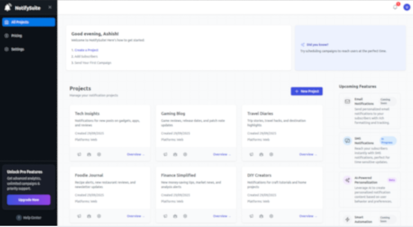 NotifySuite - Push Notification Platform | Boost Engagement & Conversions
